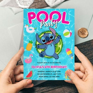 Stitch Pool Party Birthday Invitation: Editable Digital Template - Etsy