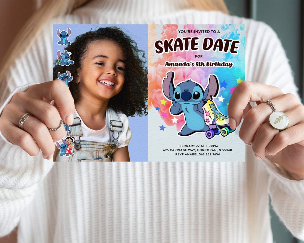 Stitch Roller Skating Birthday Invitation Stitch Roller - Etsy