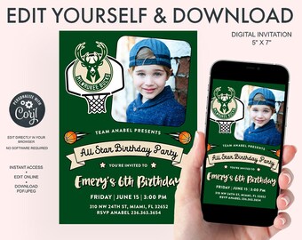 Milwaukee Bucks Birthday Invitation | Etsy