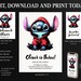 Stitch Birthday Party Invitation – Pink Theme, Editable Digital ...