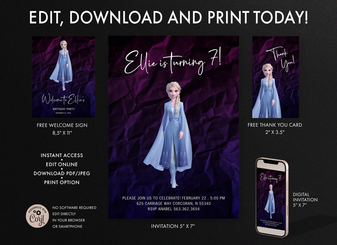 Frozen Birthday Invitation, Frozen Party Invitations, Girls Birthday ...