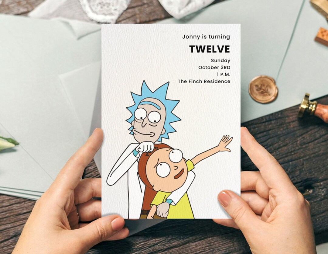 Rick and Morty Birthday Invitation Thank You Card Welcome - Etsy