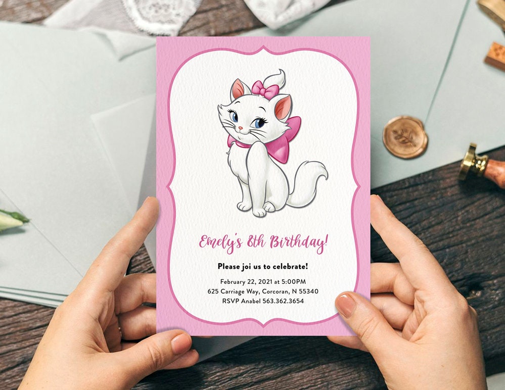 Marie the Cat Birthday Invitation Marie the Cat Thank You - Etsy