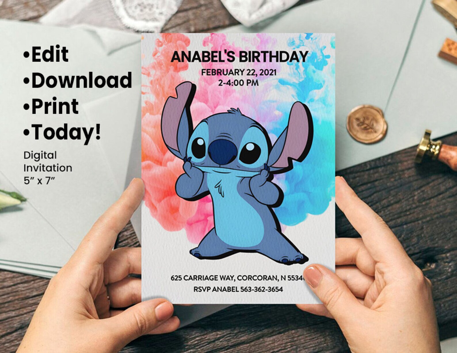 Invitación de cumpleaños de Stitch, invitación a la fiesta de Stitch ...