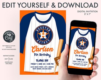 Houston Astros Birthday Party Invitation | Etsy