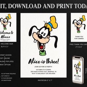 Goofy Birthday Invitation & Thank You Card – Editable Digital Download ...