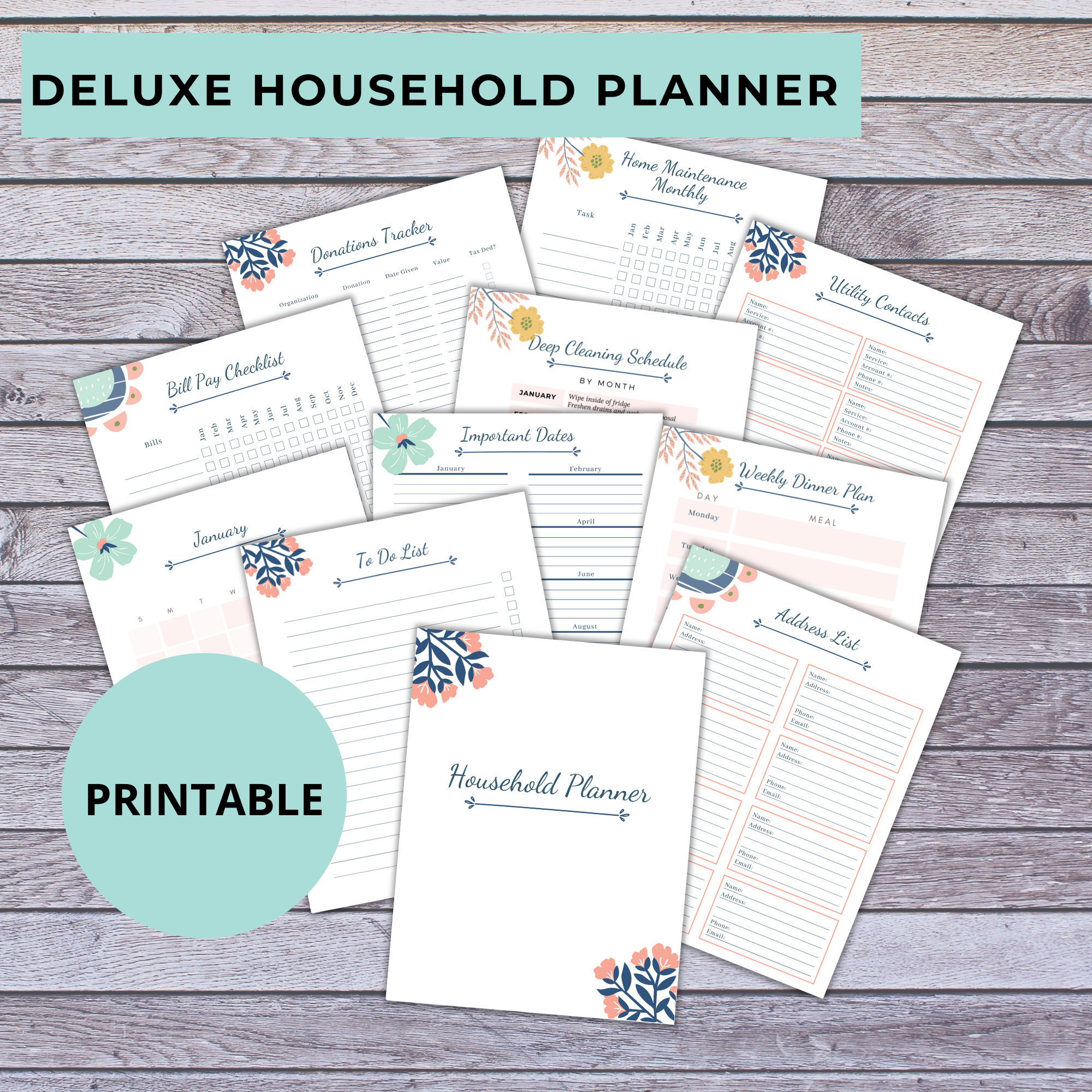 Instant Download Household Planner - Etsy