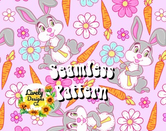 Easter Bunny Floral Carrots Repeating Seamless Pattern File Design - Etsy