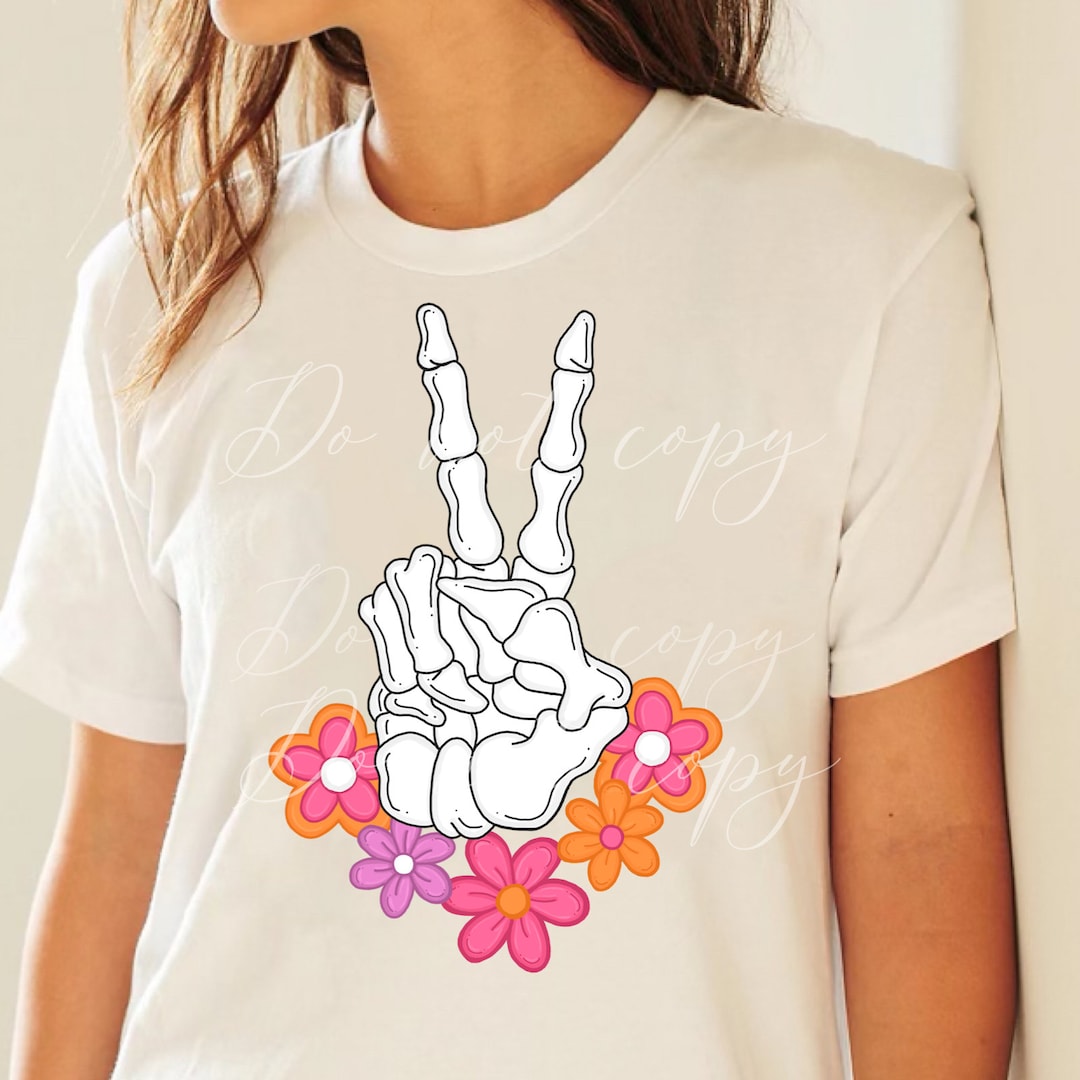 Peace Spooky Skeleton PNG, Sublimation Design, Screenprint Design - Etsy