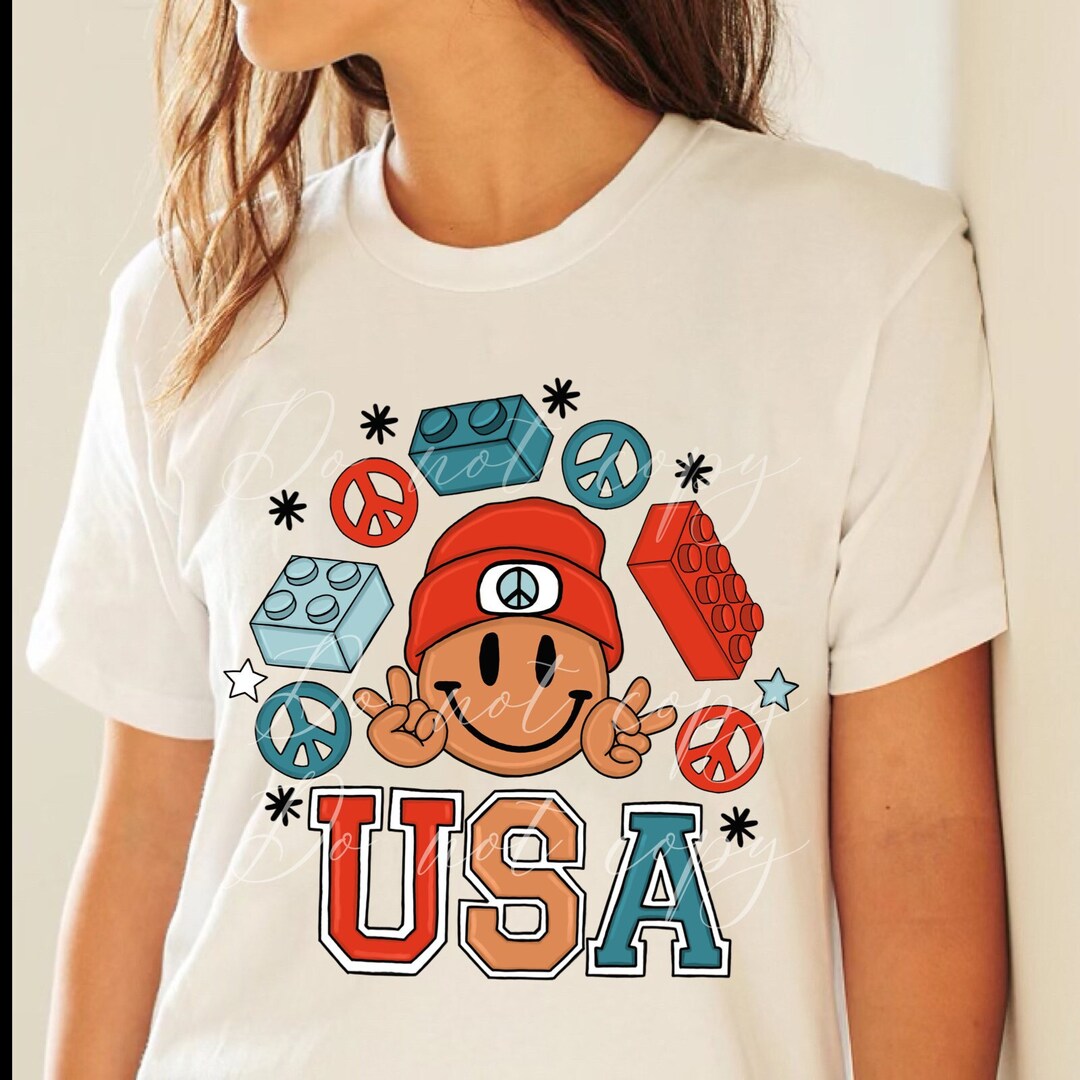 USA Smile Blocks PNG, Sublimation Design, Screenprint Design - Etsy