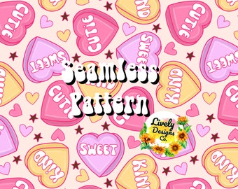 Candy Heart Lollipop Seamless File, Valentines Day Seamless Pattern ...