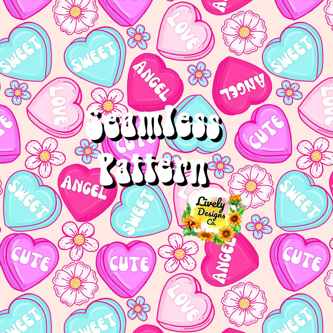 Seamless Pattern Bright Candy Hearts - Etsy