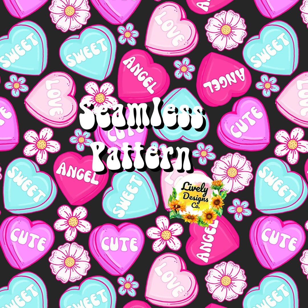 Seamless Pattern Valentines Candy Hearts - Etsy