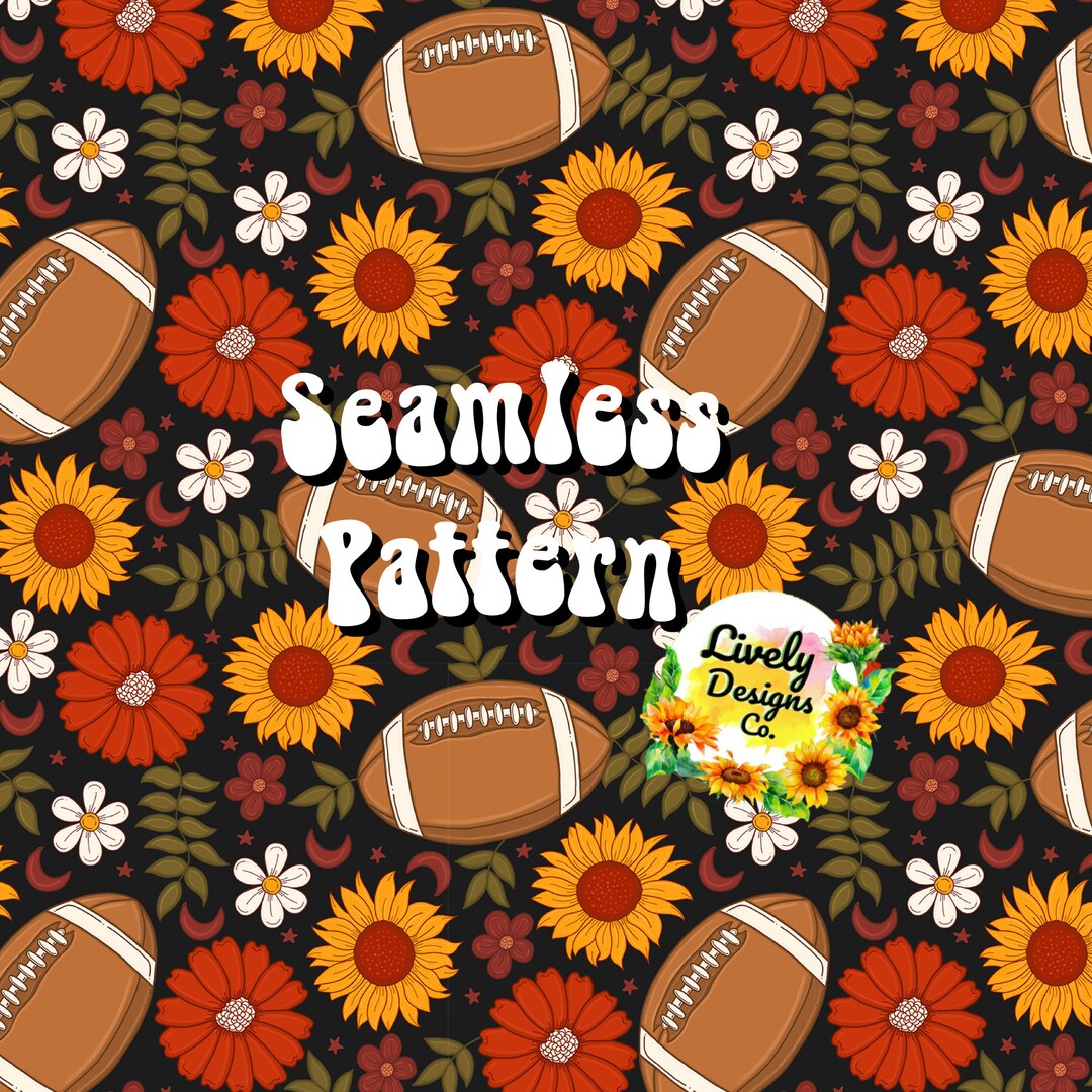 Seamless Pattern Fall Sunflower Footballs - Etsy