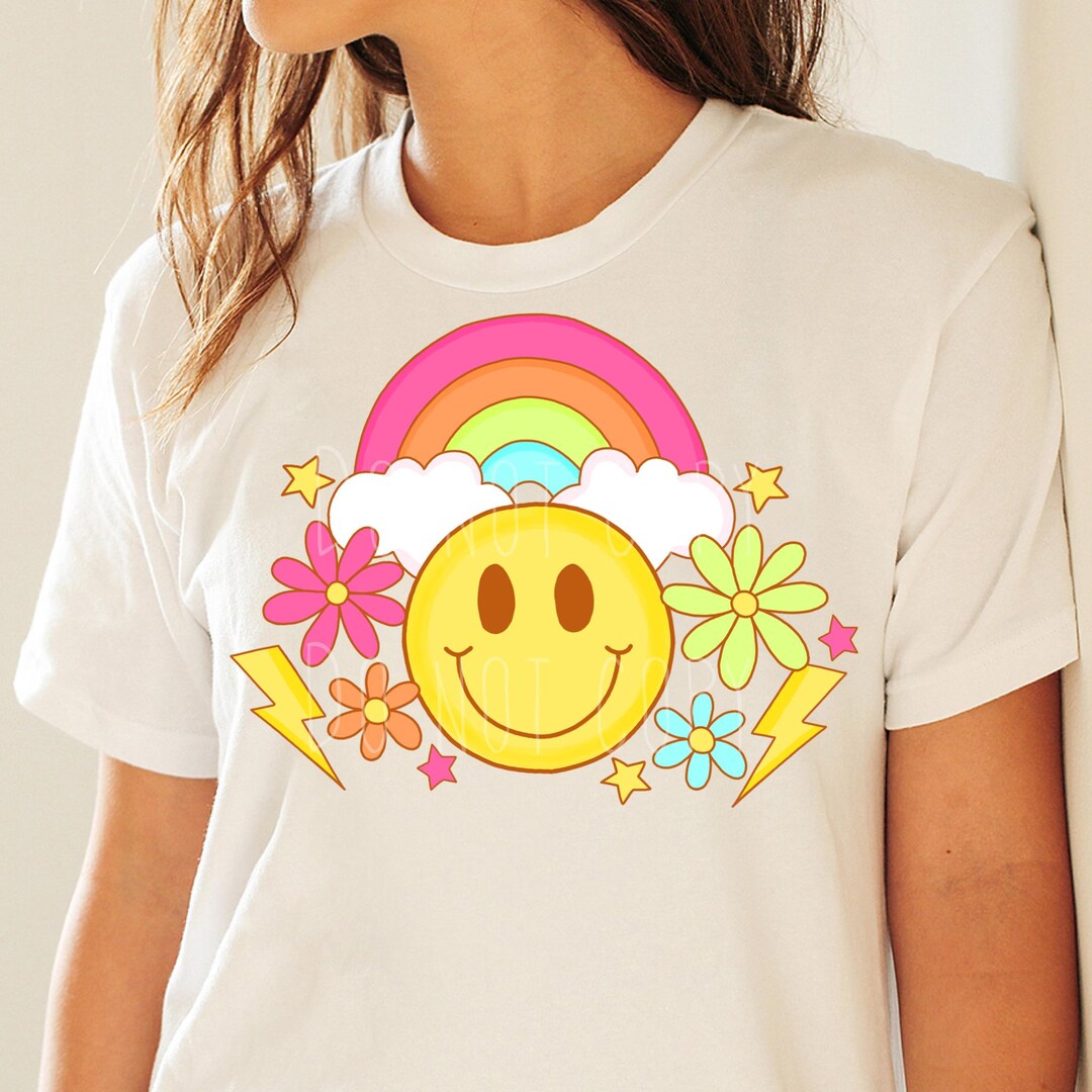Rainbow Smile Floral PNG, Sublimation Design, Screenprint Design - Etsy