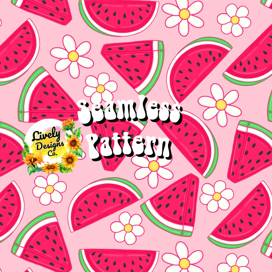 Seamless Pattern Pink Watermelon Flowers - Etsy