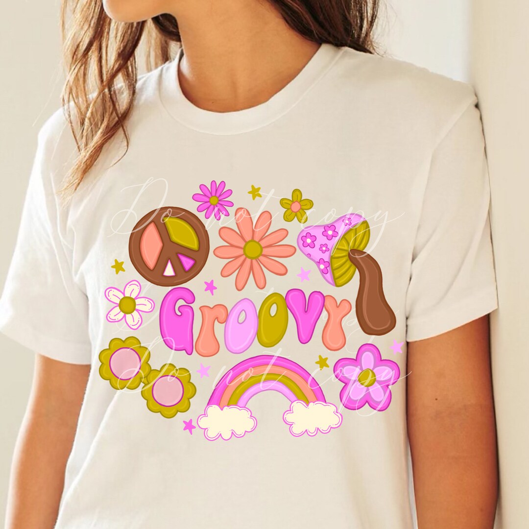 Groovy Retro Rainbow Mushroom PNG, Sublimation Design, Screenprint ...