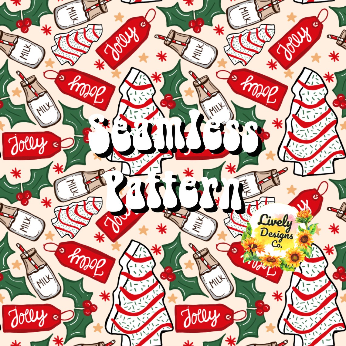 Seamless Pattern Jolly Christmas Cakes - Etsy