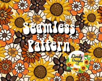 Seamless Fall Floral Pattern, Seamless Boho Retro Pattern, Seamless ...