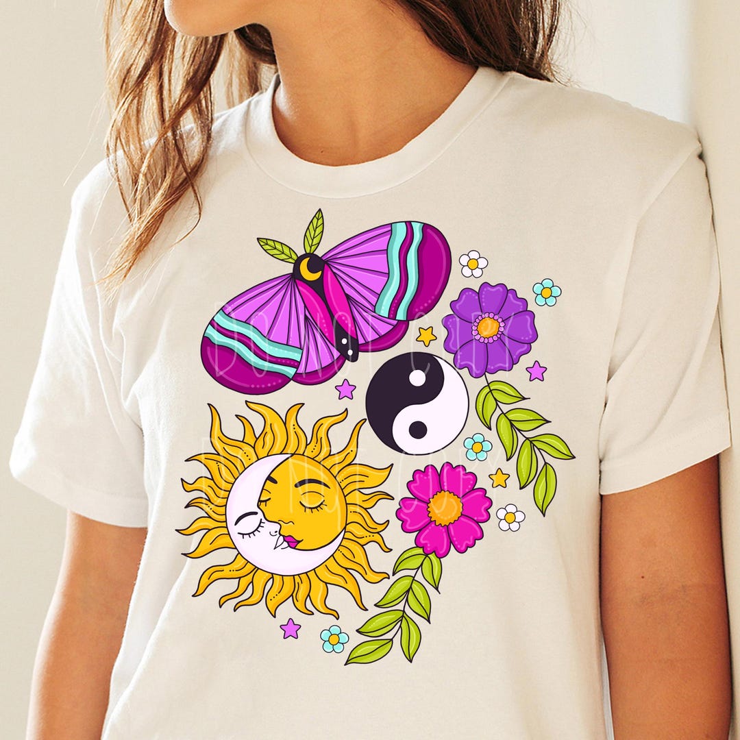 Moth Yin Yang Moon Sun PNG, Sublimation Design, Screenprint Design - Etsy