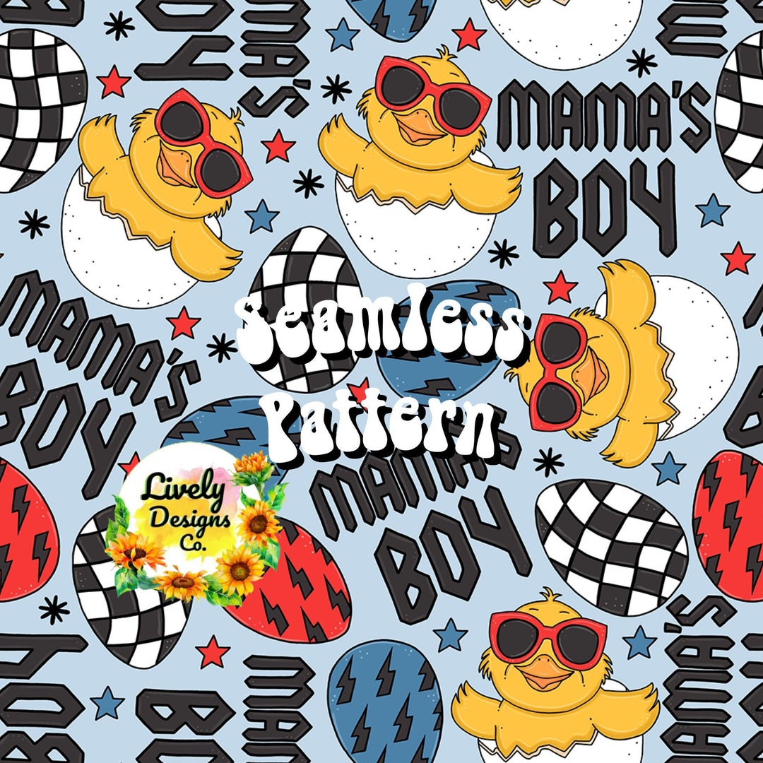 Seamless Pattern Mamas Boy Easter Egg Chick - Etsy
