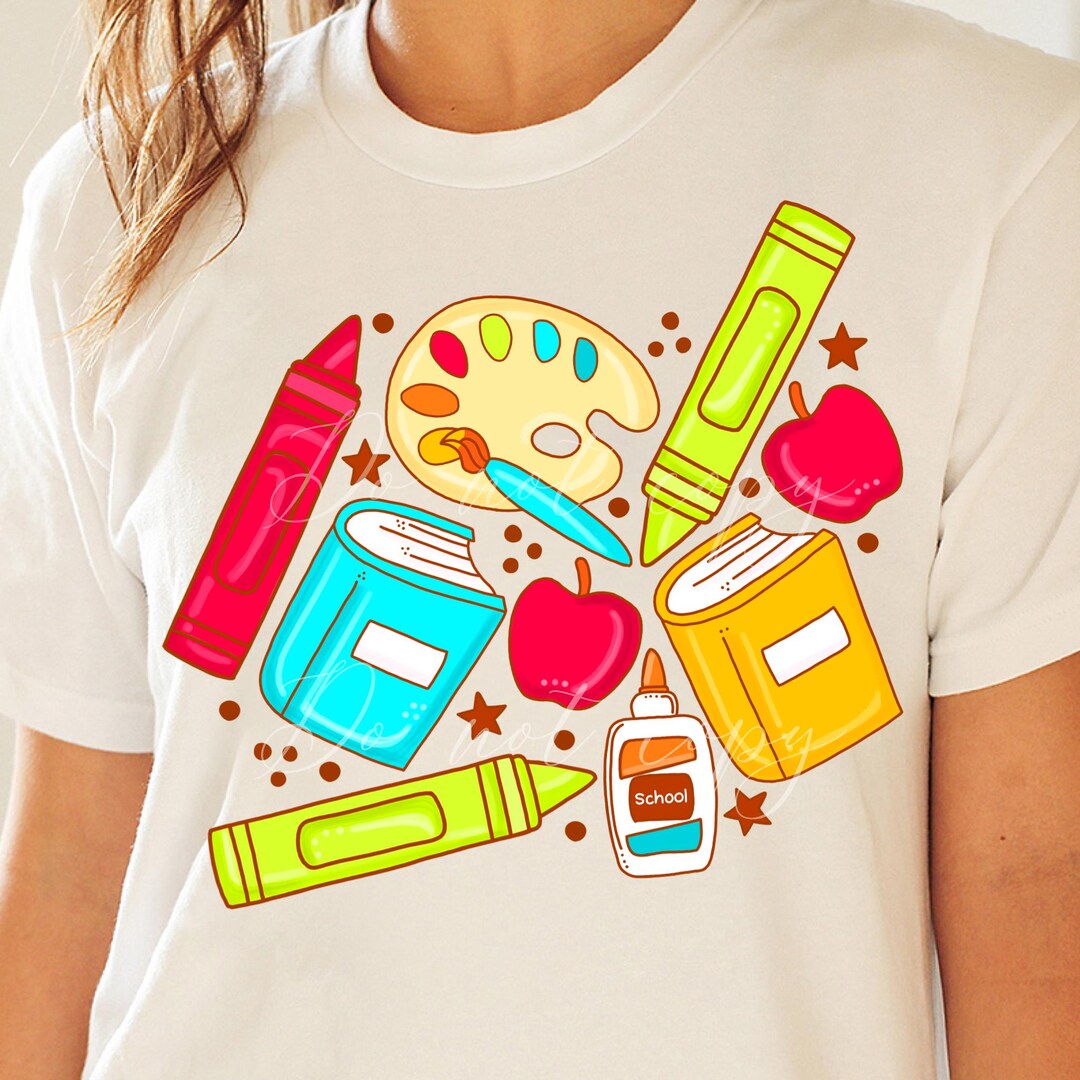 Back to School Books Crayons PNG, Sublimation Design, Screenprint ...