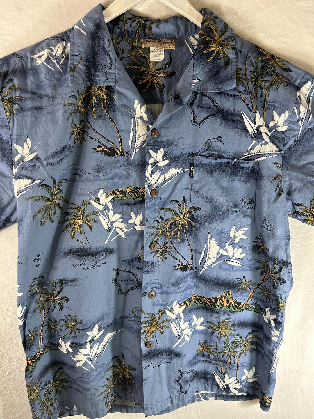 Vintage Hawaiian Aloha Shirt Palmwave Made in Hawaii2 XL 100% Cotton ...