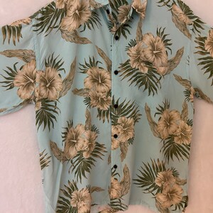 Vintage Hibiscus Collection Hawaiian Aloha Shirt Small Green Floral ...