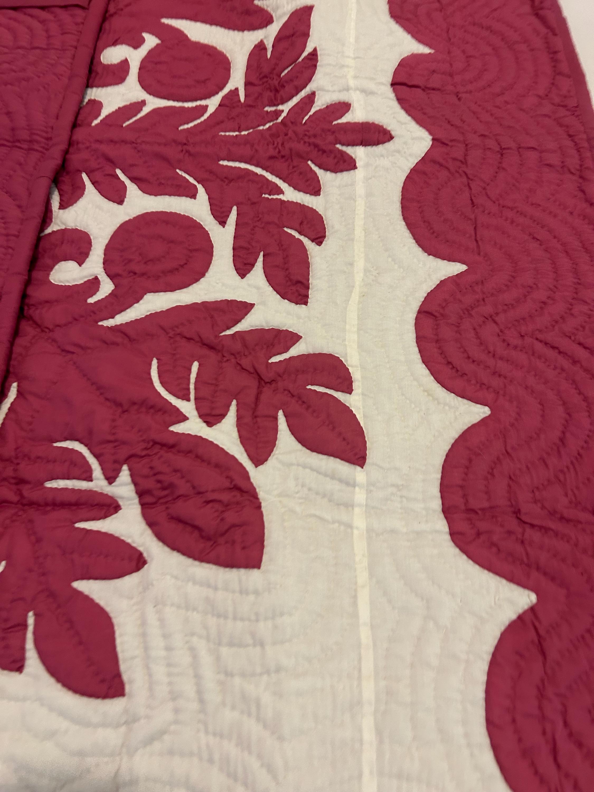 Handmade Hawaiian Quilt: Peach Floral Bedspread (60x60 Inch)quality ...