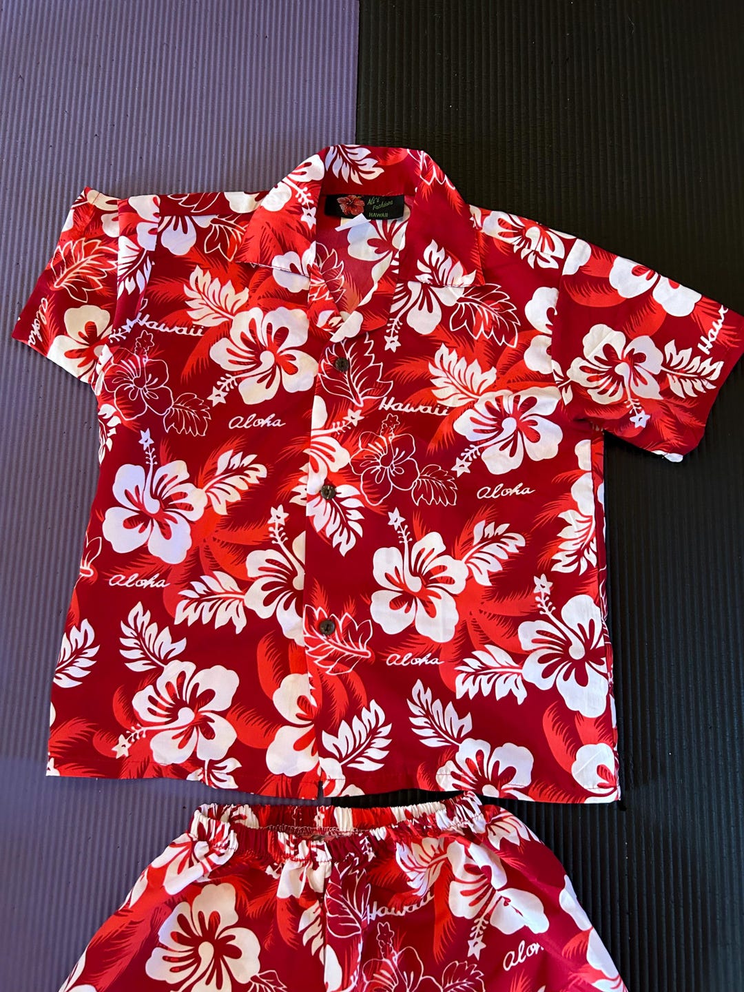 Hawaiian Aloha Shirt Alii Kid Size 8 Top & Pant Set Nwot 100% Polyester ...