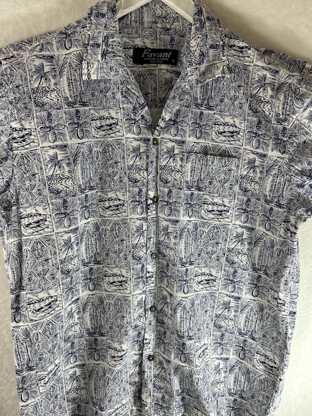Hawaiian Aloha Shirt Favant Large 100% Cotton Thank You for Shopping ...