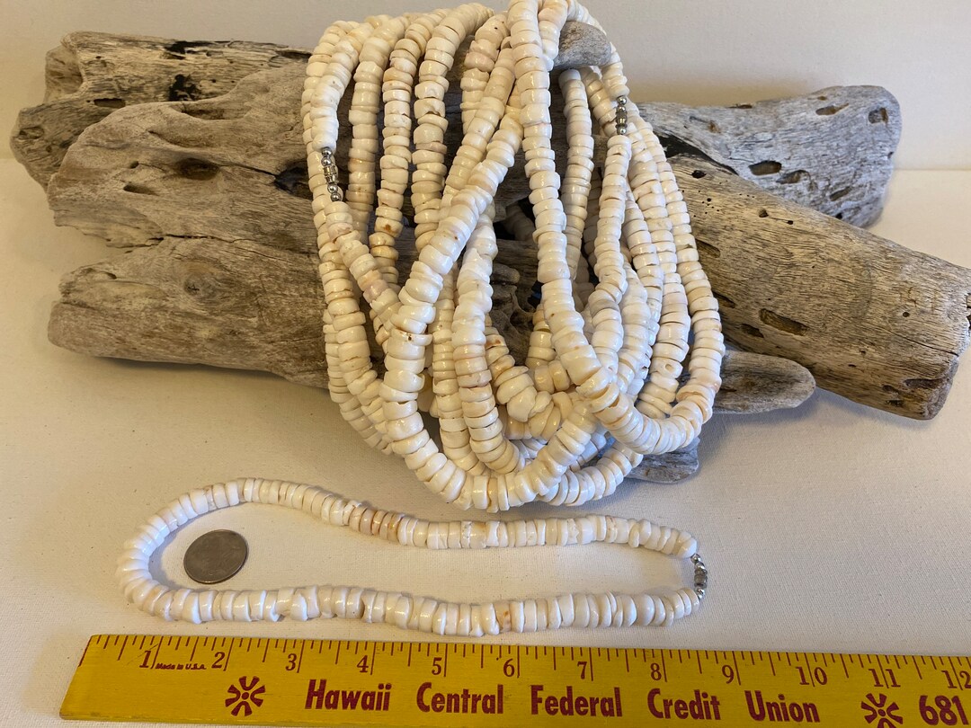 1 Hawaiian Authentic Puka Shell Natural White Mix Shells Unisex 16 Inch ...