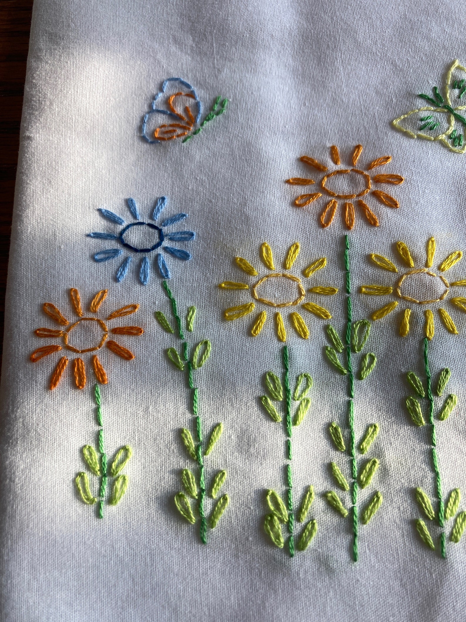 Hand Embroidered Daisies and Butterflies Hand Towel - Etsy