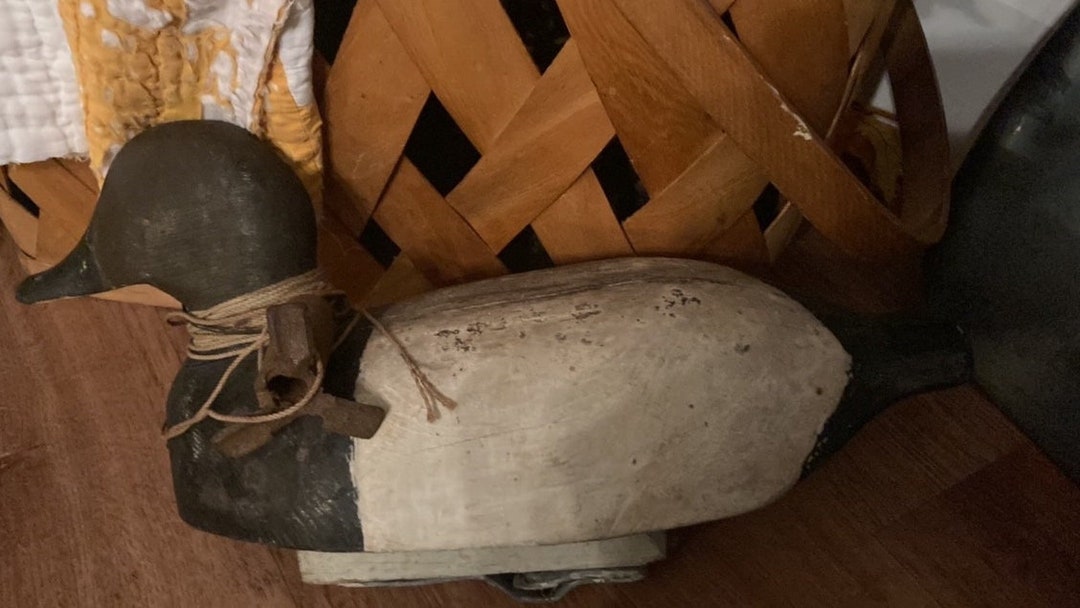 Vintage Wooden Duck Decoy With String and Lead Weight - Etsy