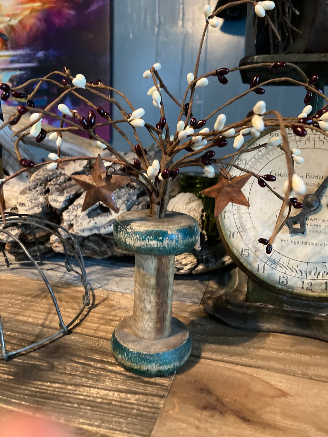 Primitive Pip Berry Tree Vintage Wooden Spool Decor - Etsy