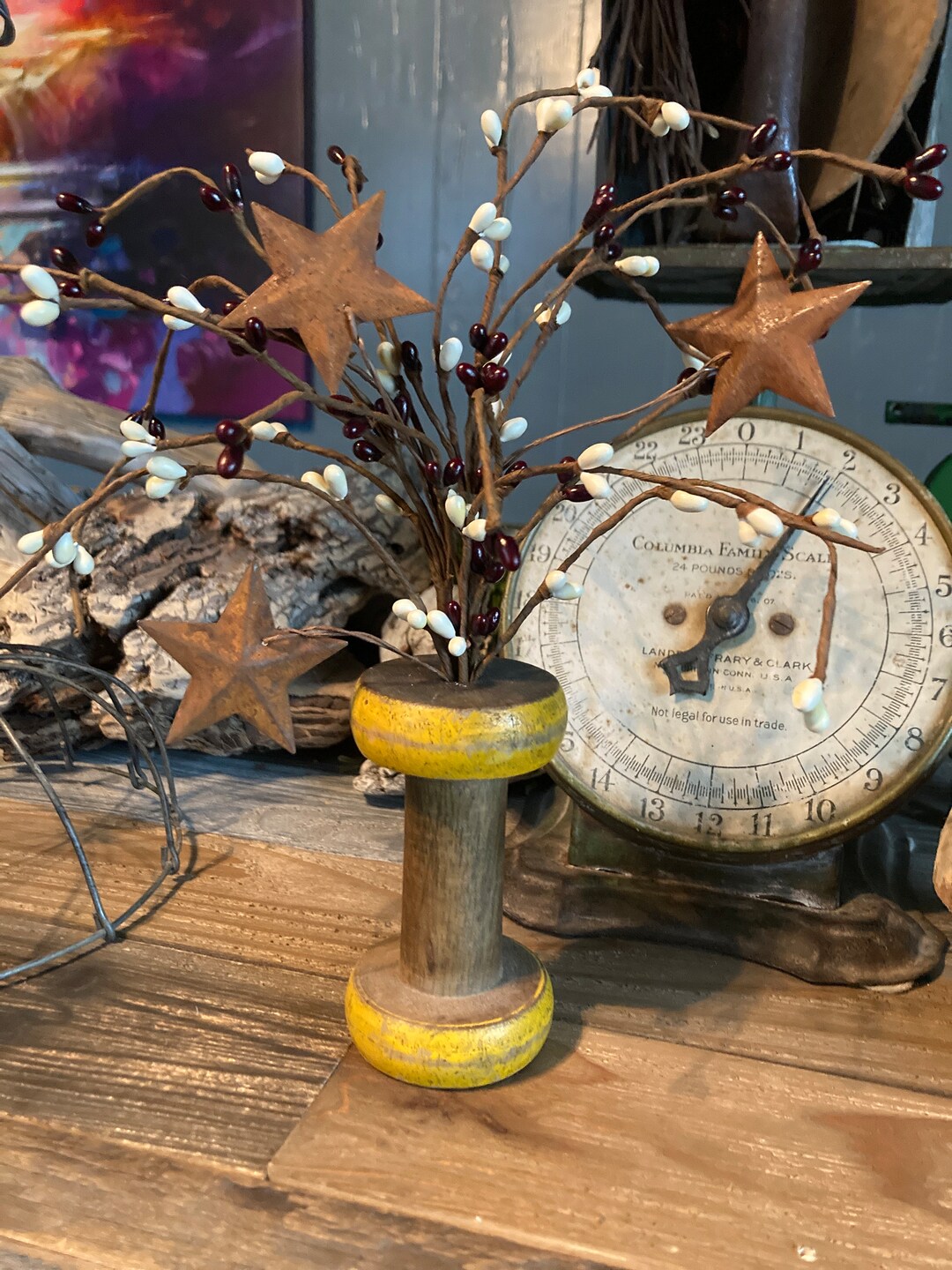 Primitive Pip Berry Tree Vintage Wooden Spool Decor - Etsy
