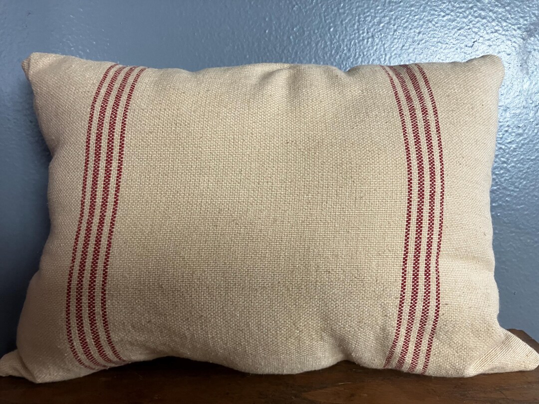 Farmhouse Grain Sack Style Throw Pillow - Etsy