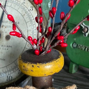Primitive Tree Red Pip Berry Branches With Vintage Spool Base and ...