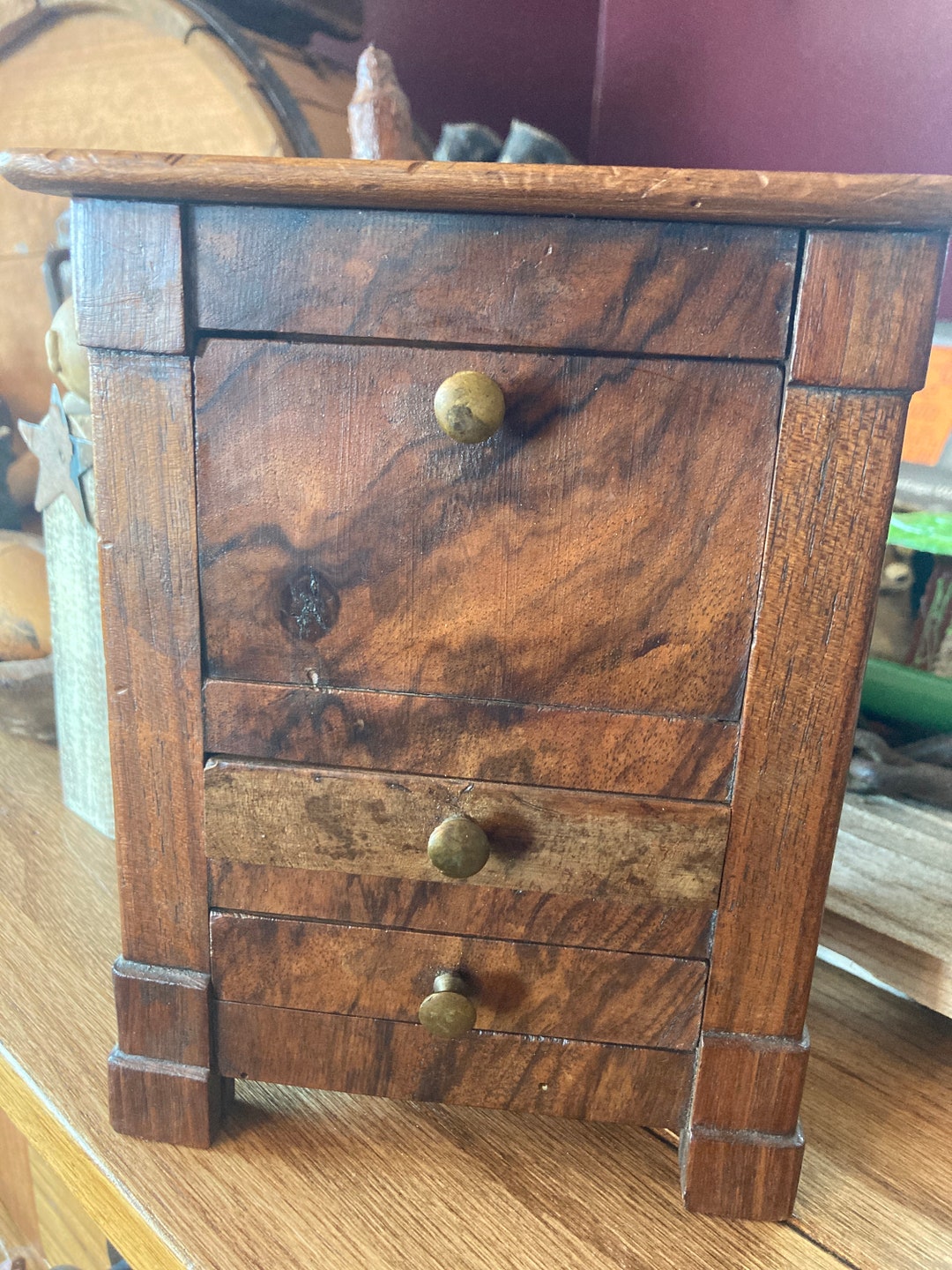 Antique Walnut Storage Abatant Minature Box - Etsy