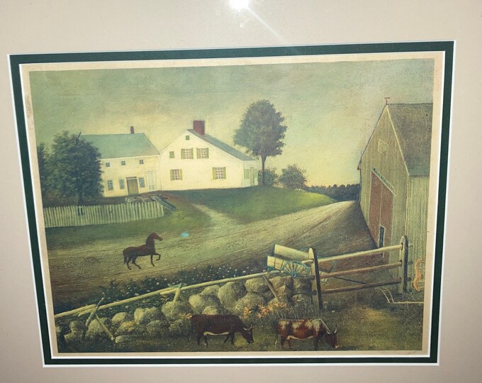 Vintage Framed Primitive Farm Scene Print - Etsy