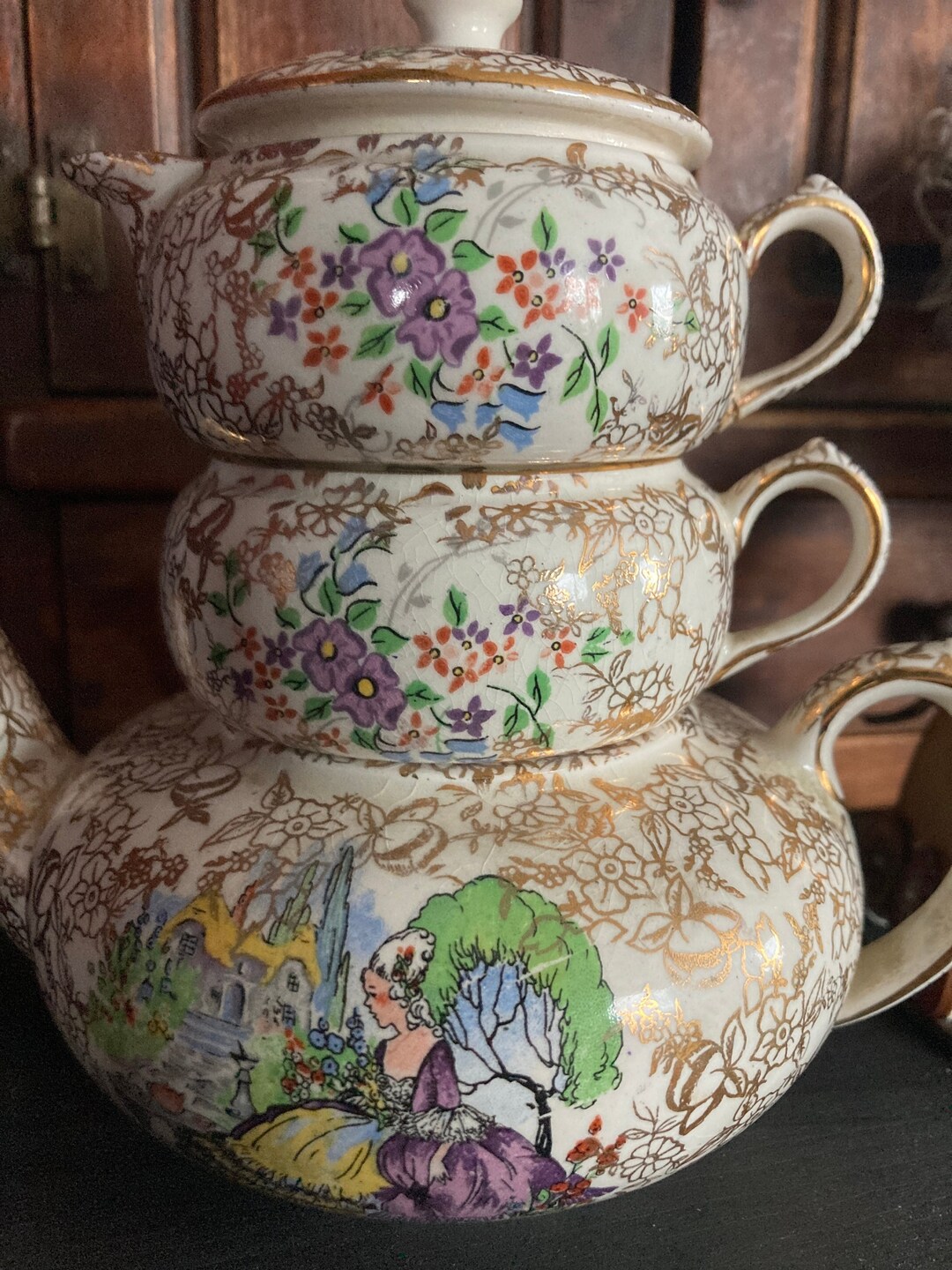 Antique Lord Nelson pompadour Stacking Tea Set - Etsy