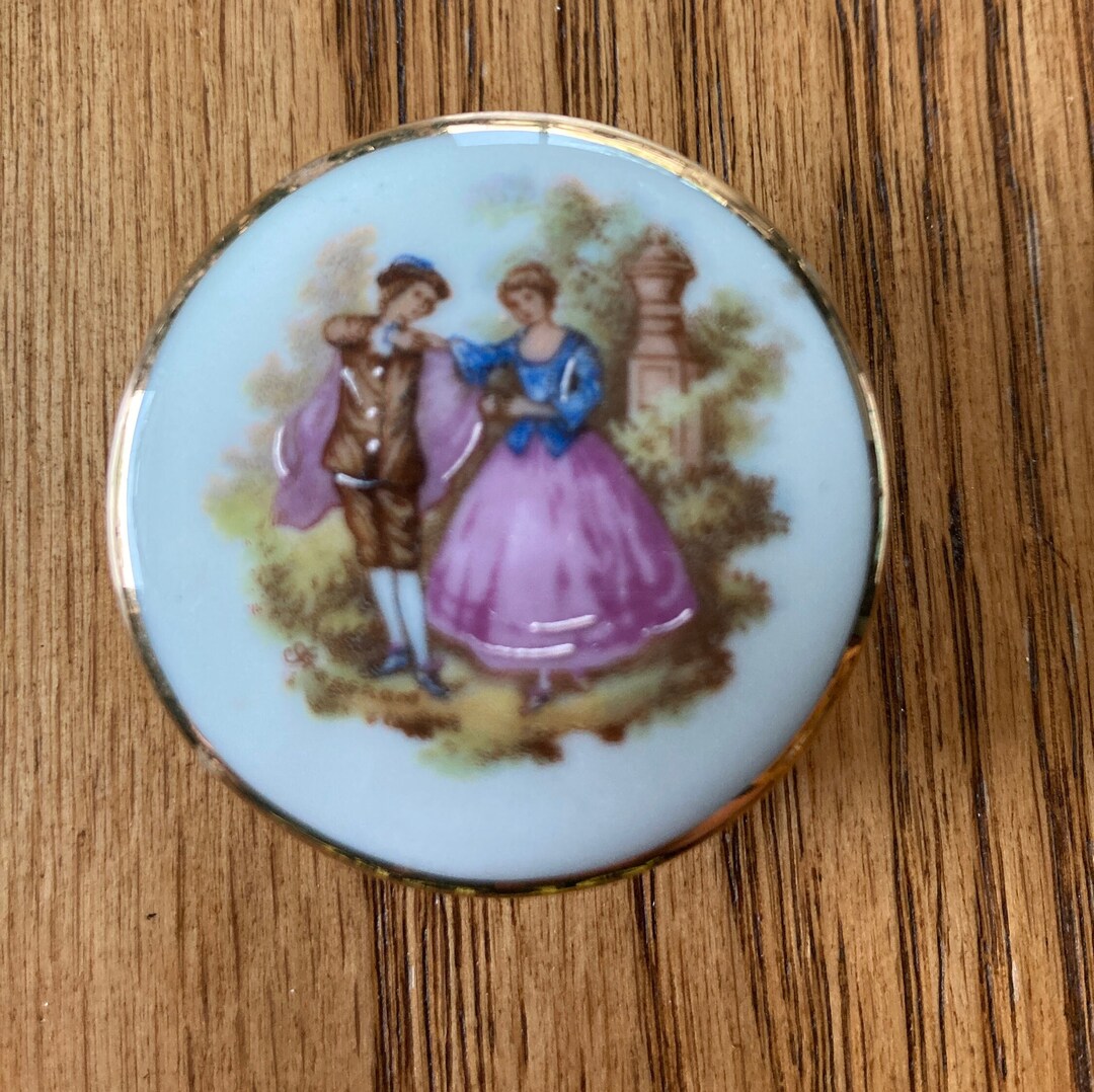 Vintage Limoges Gold Trimmed Pill Box With Courting Couple - Etsy