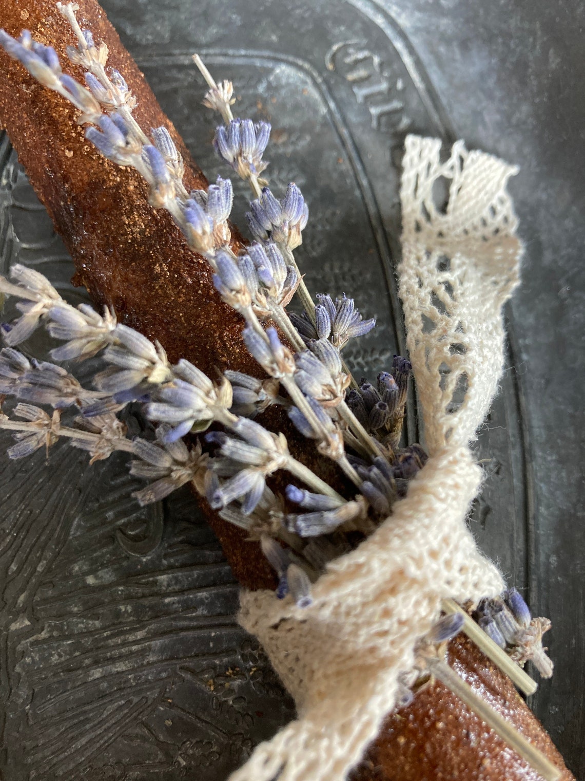 Primitive Grungy Candle With Lace and Lavender - Etsy