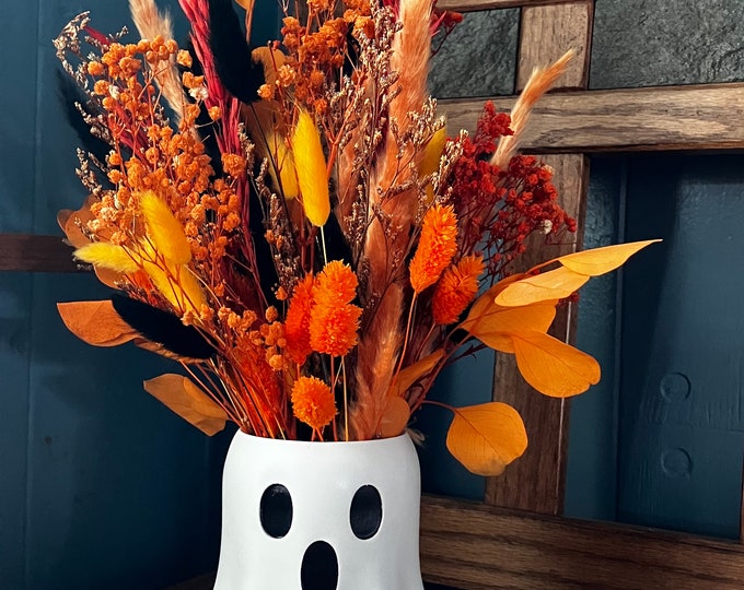 Halloween Dried Florals and Ghost Vase Arrangement - Etsy