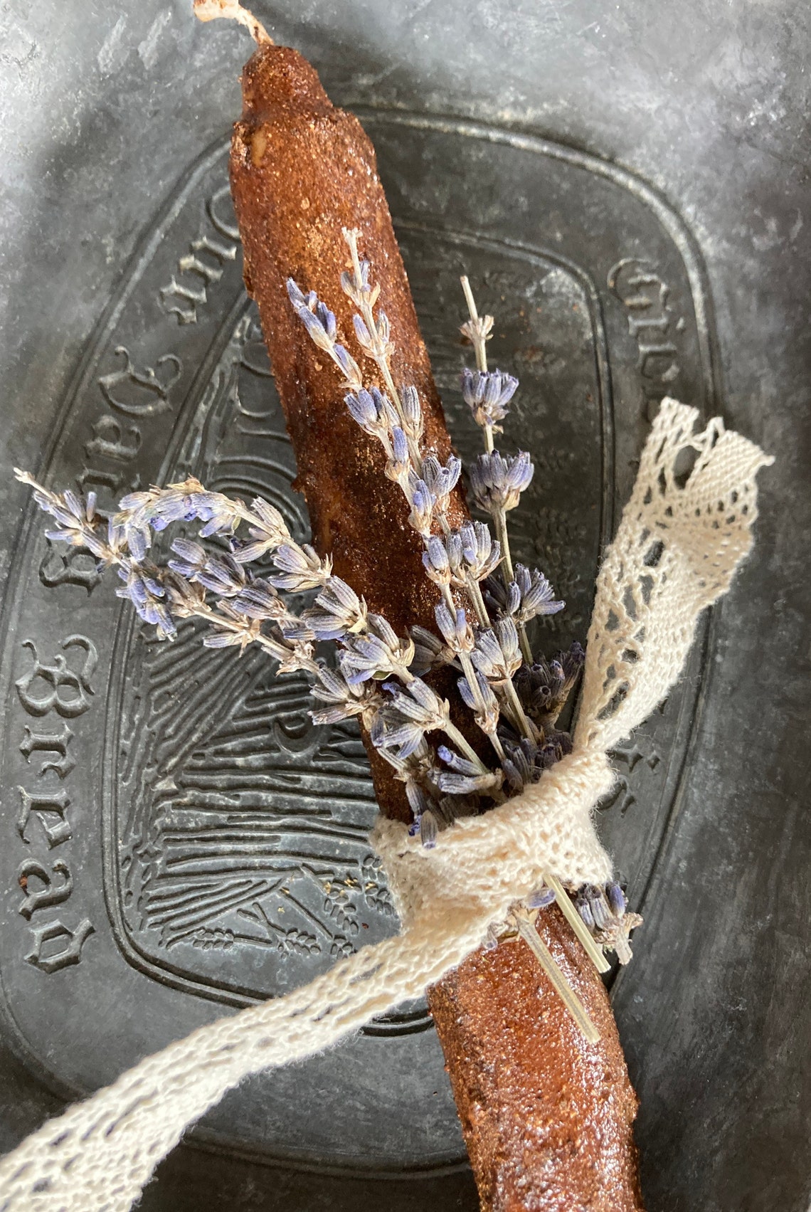 Primitive Grungy Candle With Lace and Lavender - Etsy