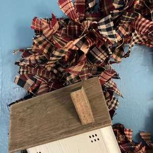 Country Homespun Fabric Rag Strips Wreath With home Sweet - Etsy