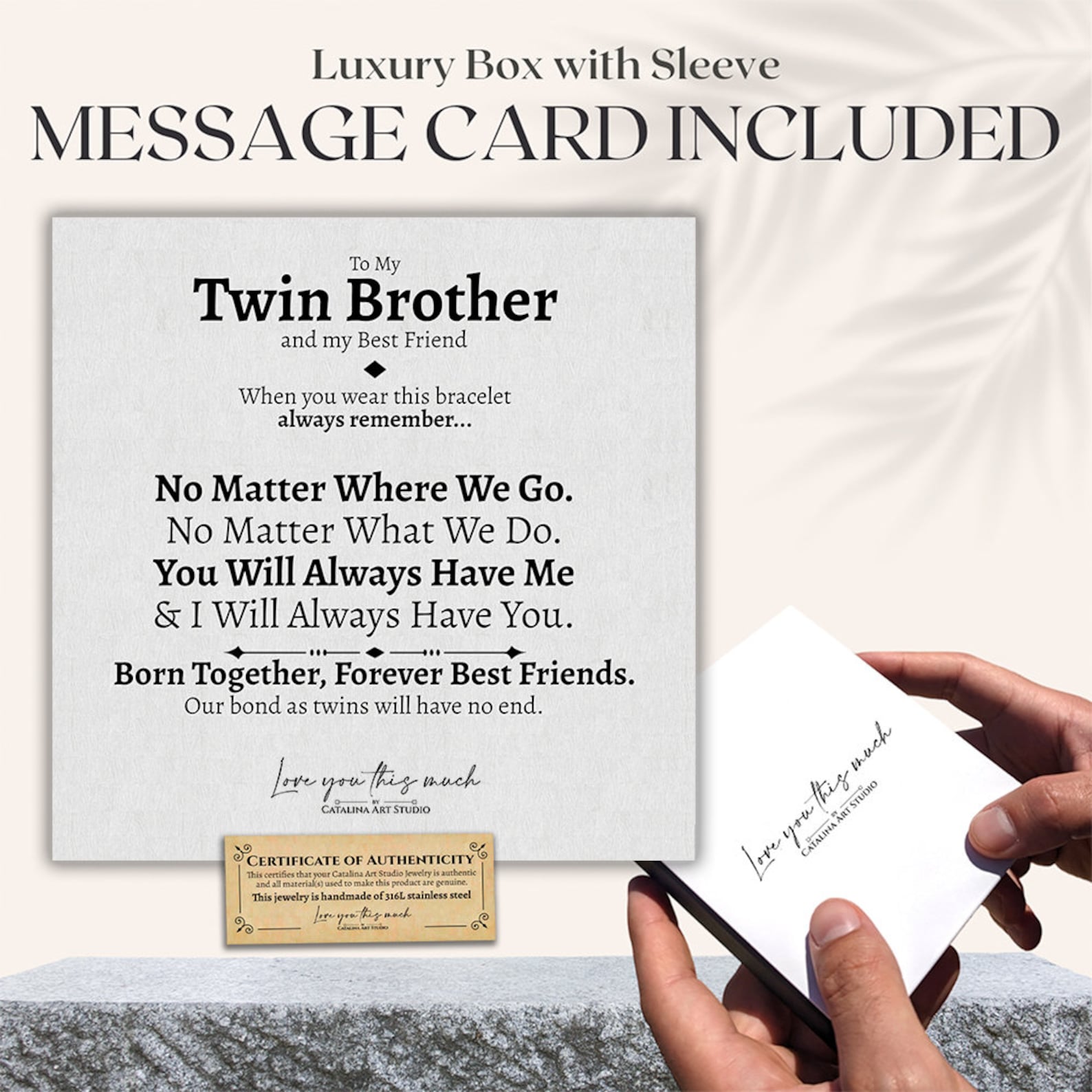 Twin Brother Gift Bracelet Set - Cuff & Box Chain Duo - Hypoallergenic ...