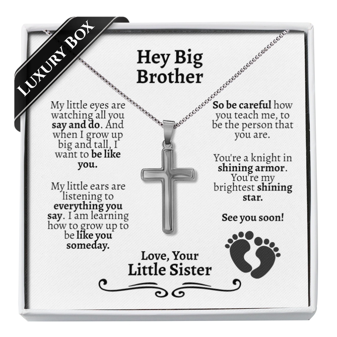 New Big Brother Cross Necklace From Baby, Gift for Older Siblings When ...