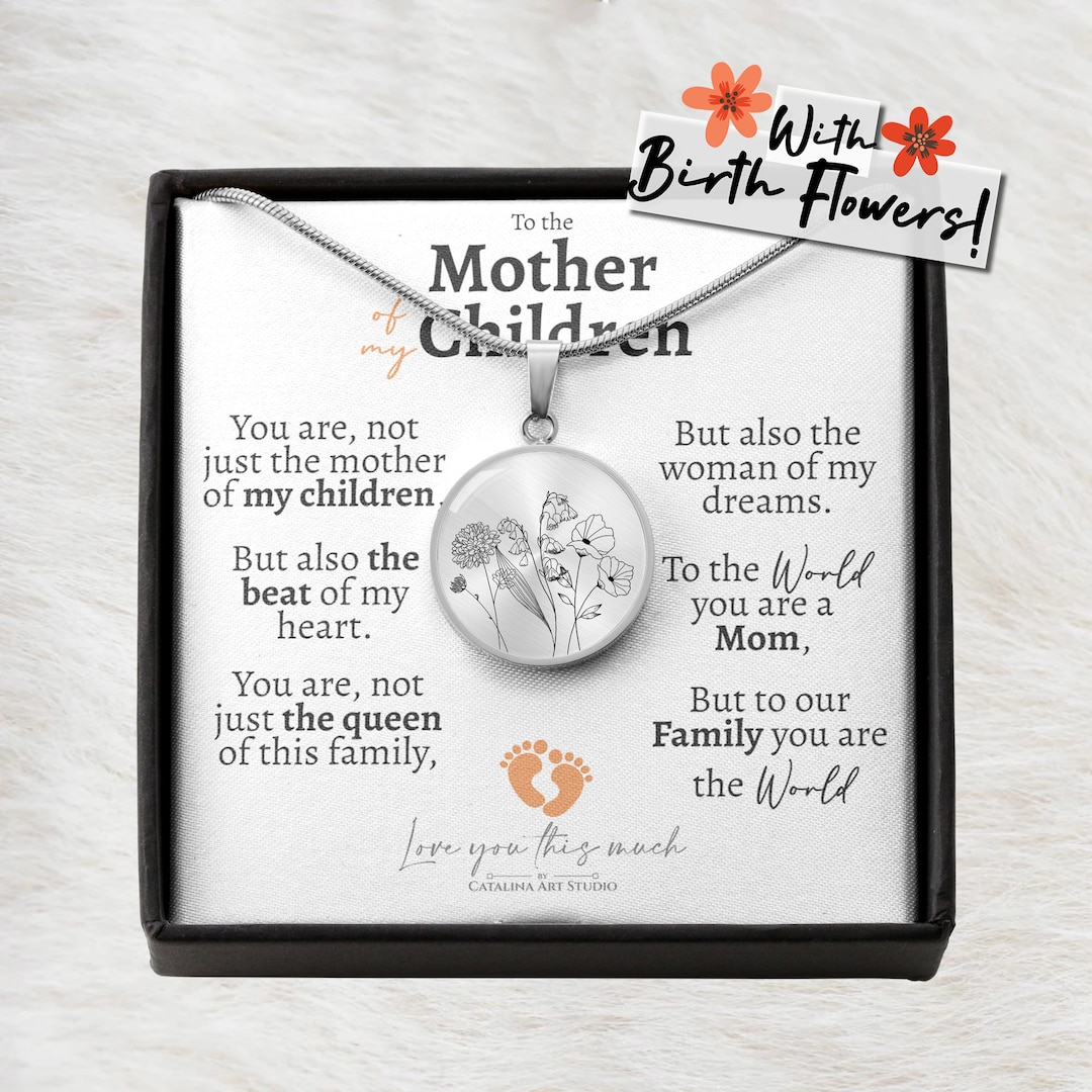 Mother of My Children Birth Flower Necklace, Unusual Birthday Gift for ...