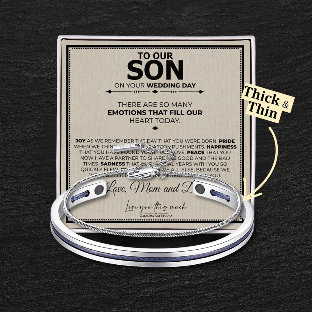 Wedding Gift for Son From Parents - Cuff & Box Chain Combo, to My Son ...